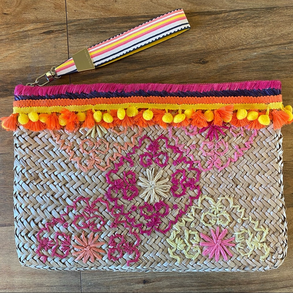 Trina Turk Rattan Purse/Rattan Clutch/Beach Bag - Gem